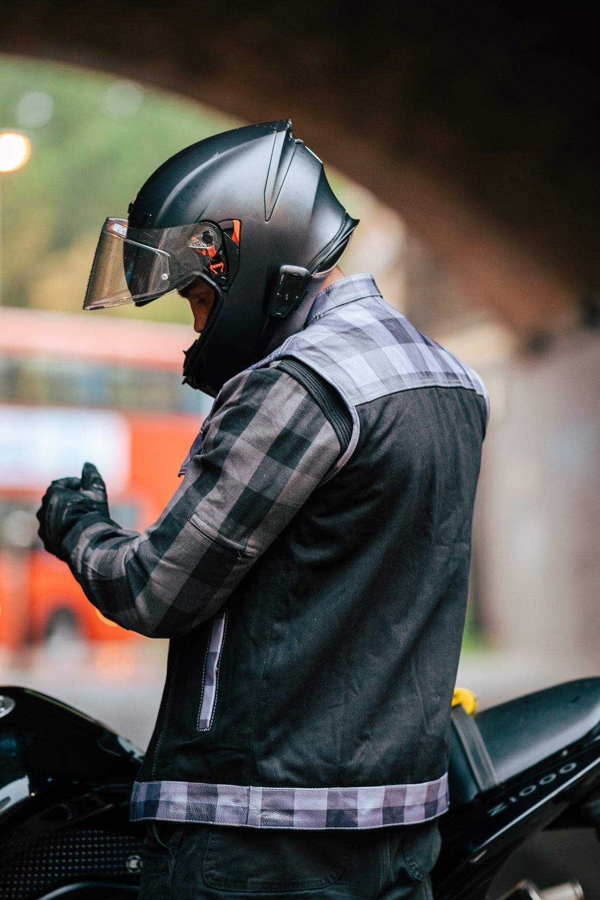 Denim style leather vest – OZ Moto Gear